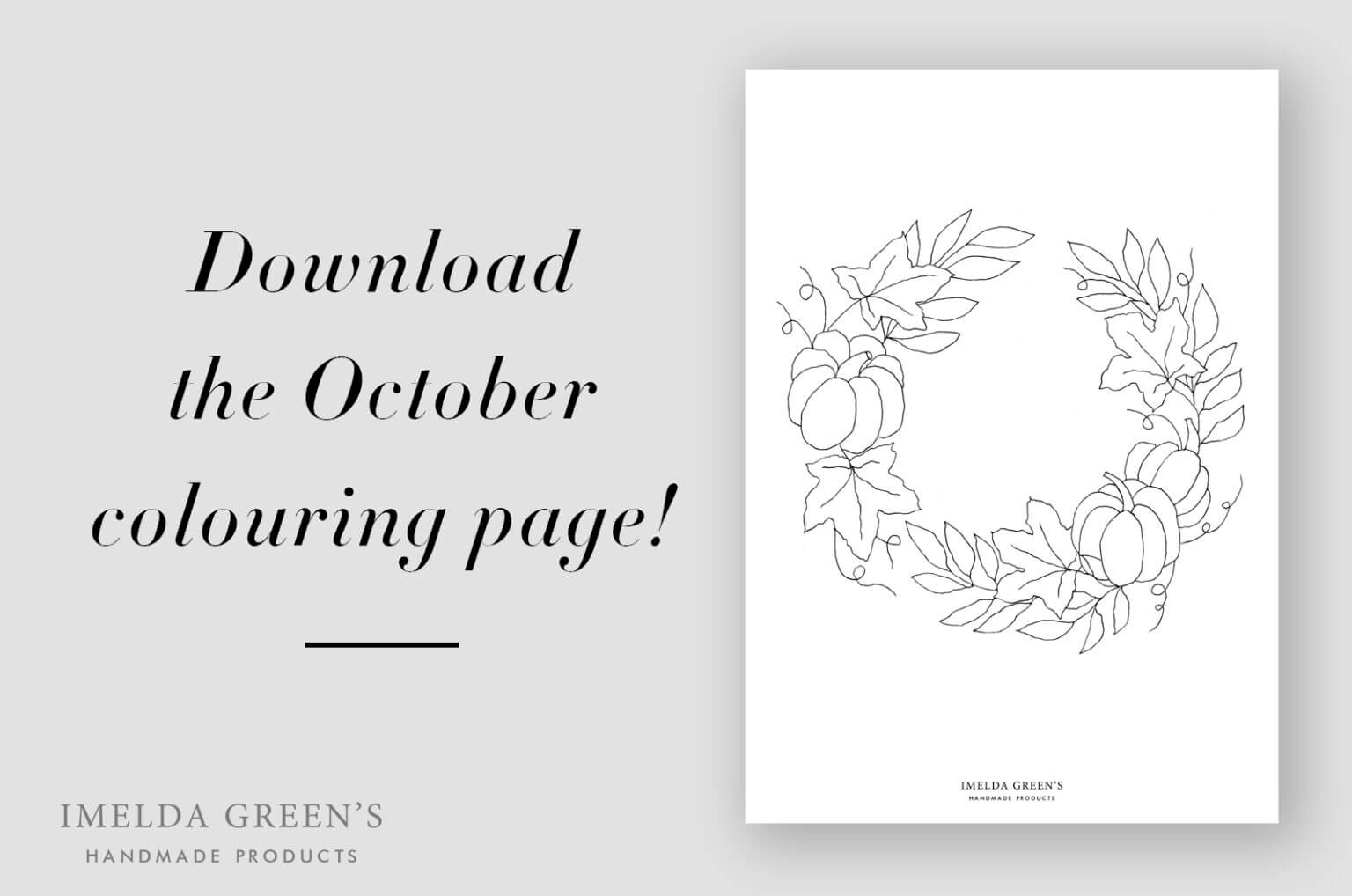 October floral wreath - downloadable colouring page #10 - IMELDA GREEN'S